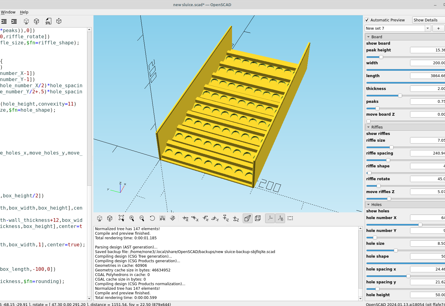 3d Part Design With Openscad 72 A Fully Customizable Sluice Box Part 1