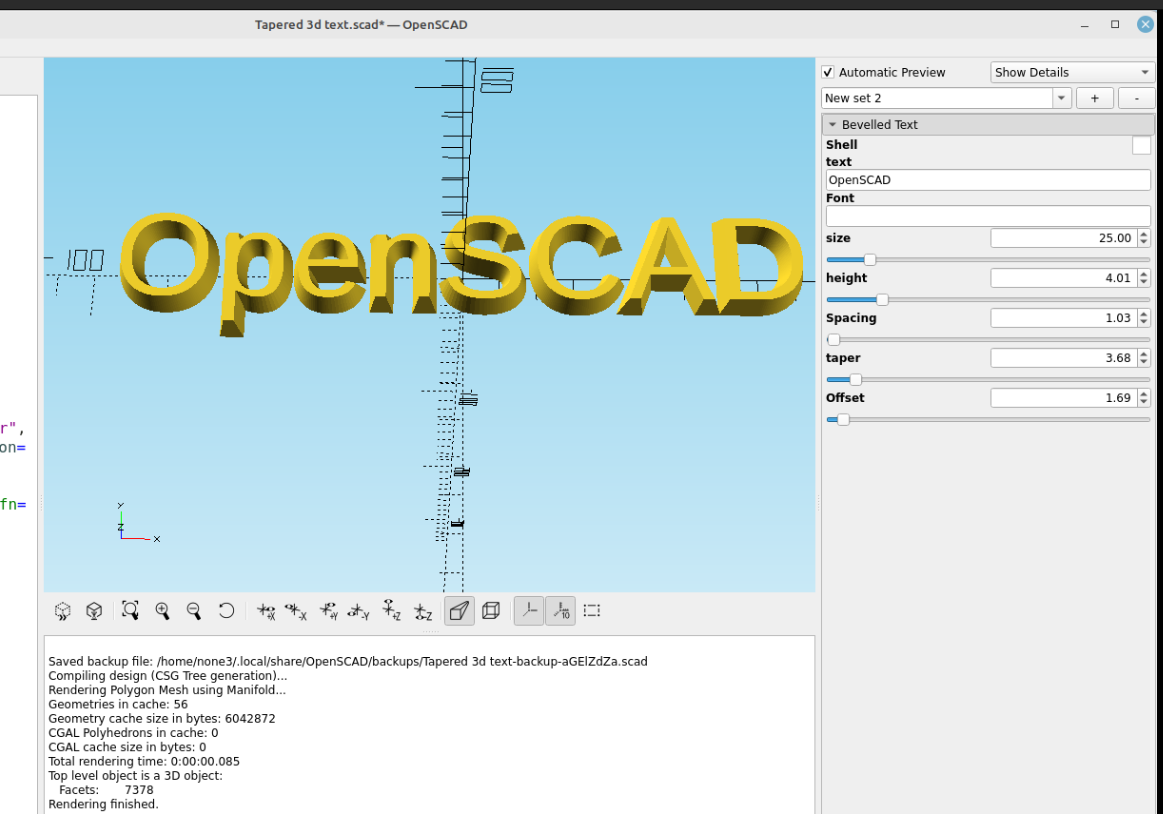 3D part design with OpenScad #78: Easy tapered 3d text using roof()