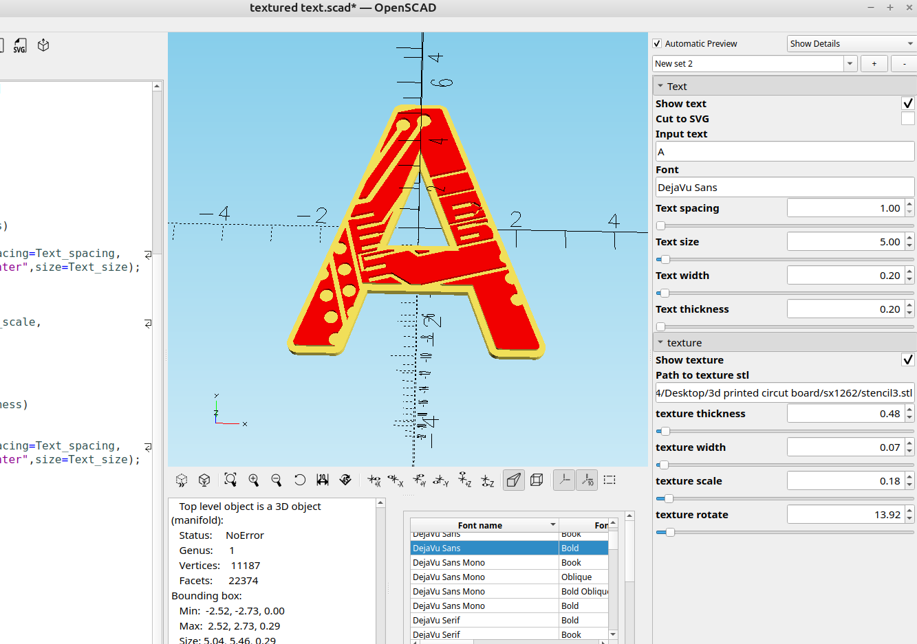 3d Part Design With Inkscape And Openscad 122 Textured Text