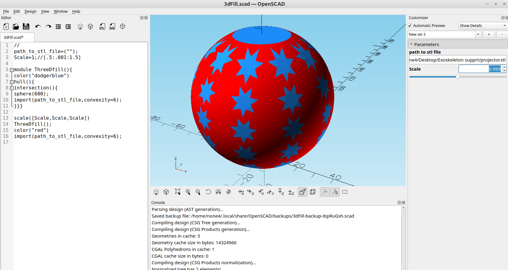 3D part design with OpenSCAD #131: 3D fill