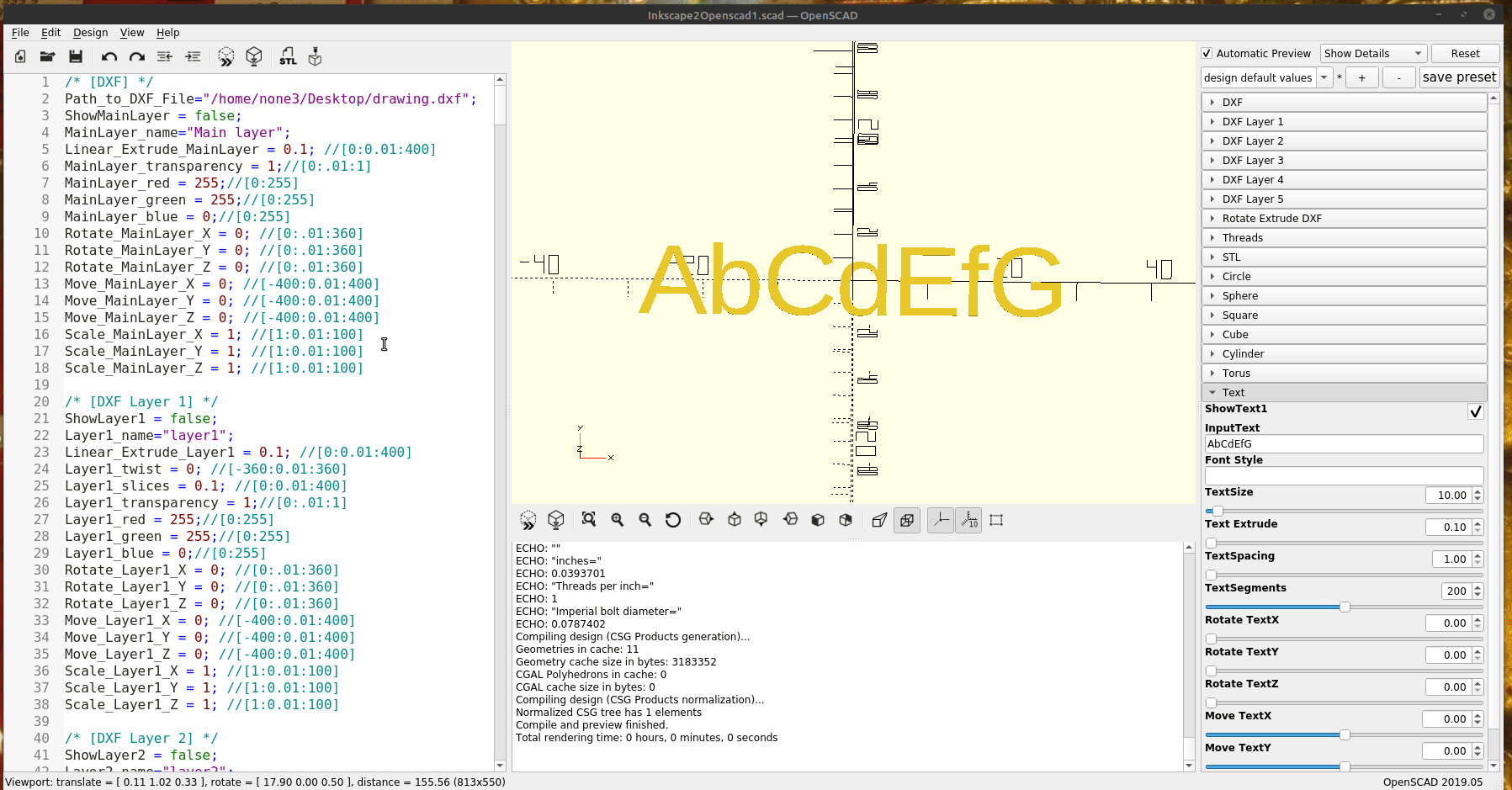 3d part design with Inkscape and Openscad part 11: Fancy Fonts