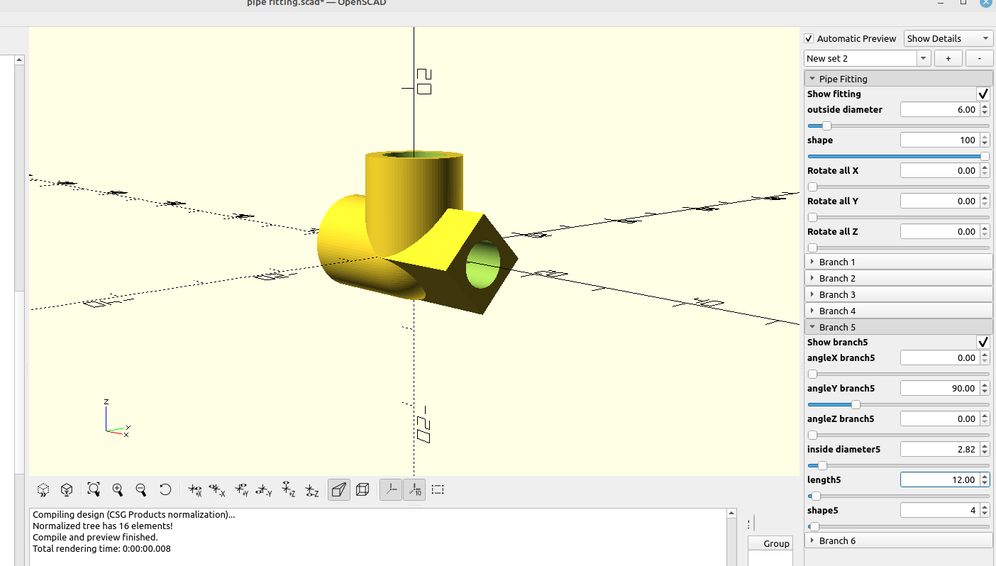 3D part design with openscad #23 pipe fitting module