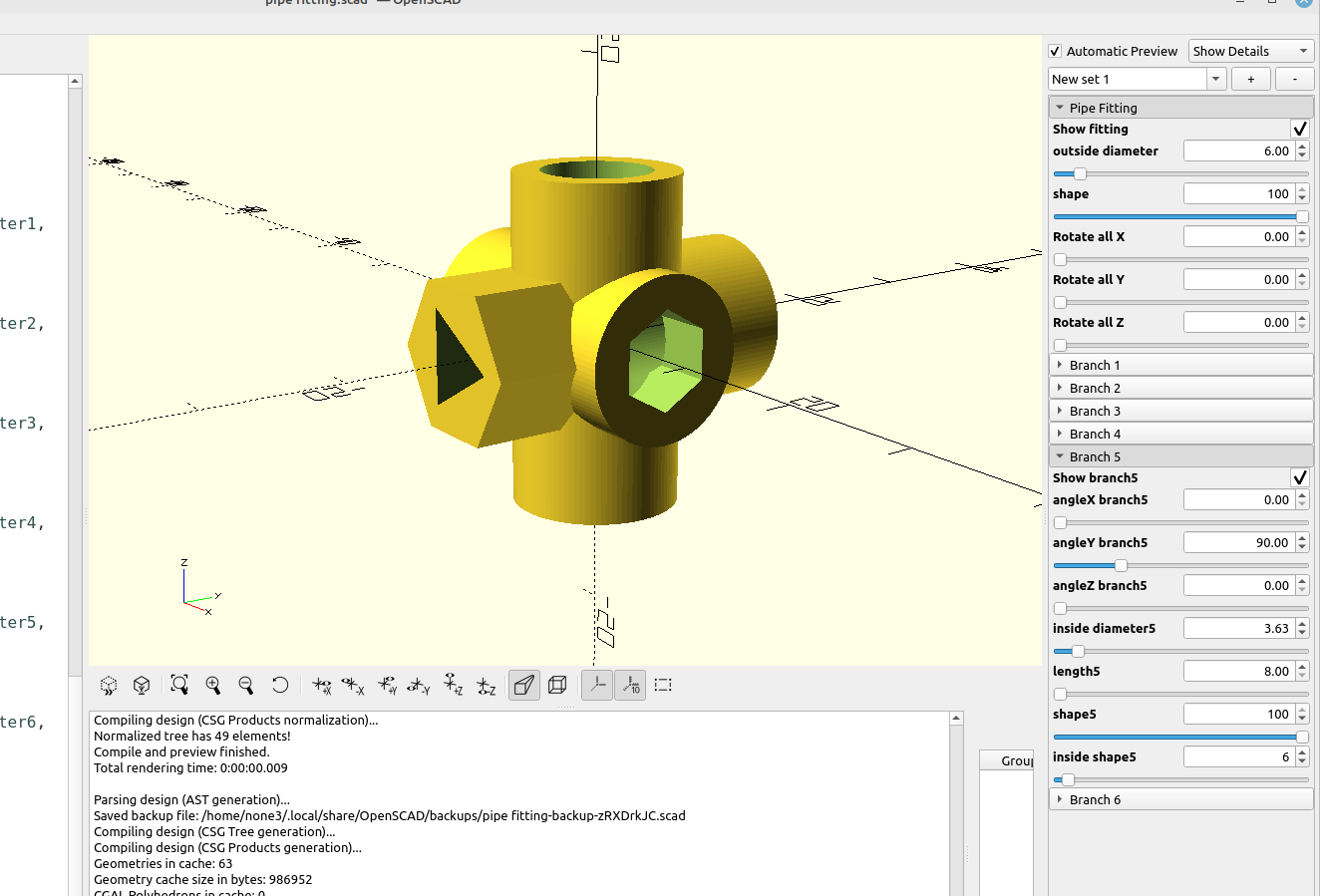 3D part design with openscad #23 pipe fitting module