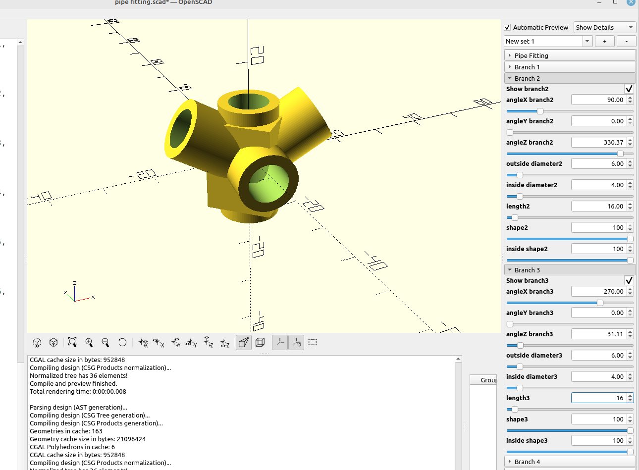 3D part design with openscad #23 pipe fitting module