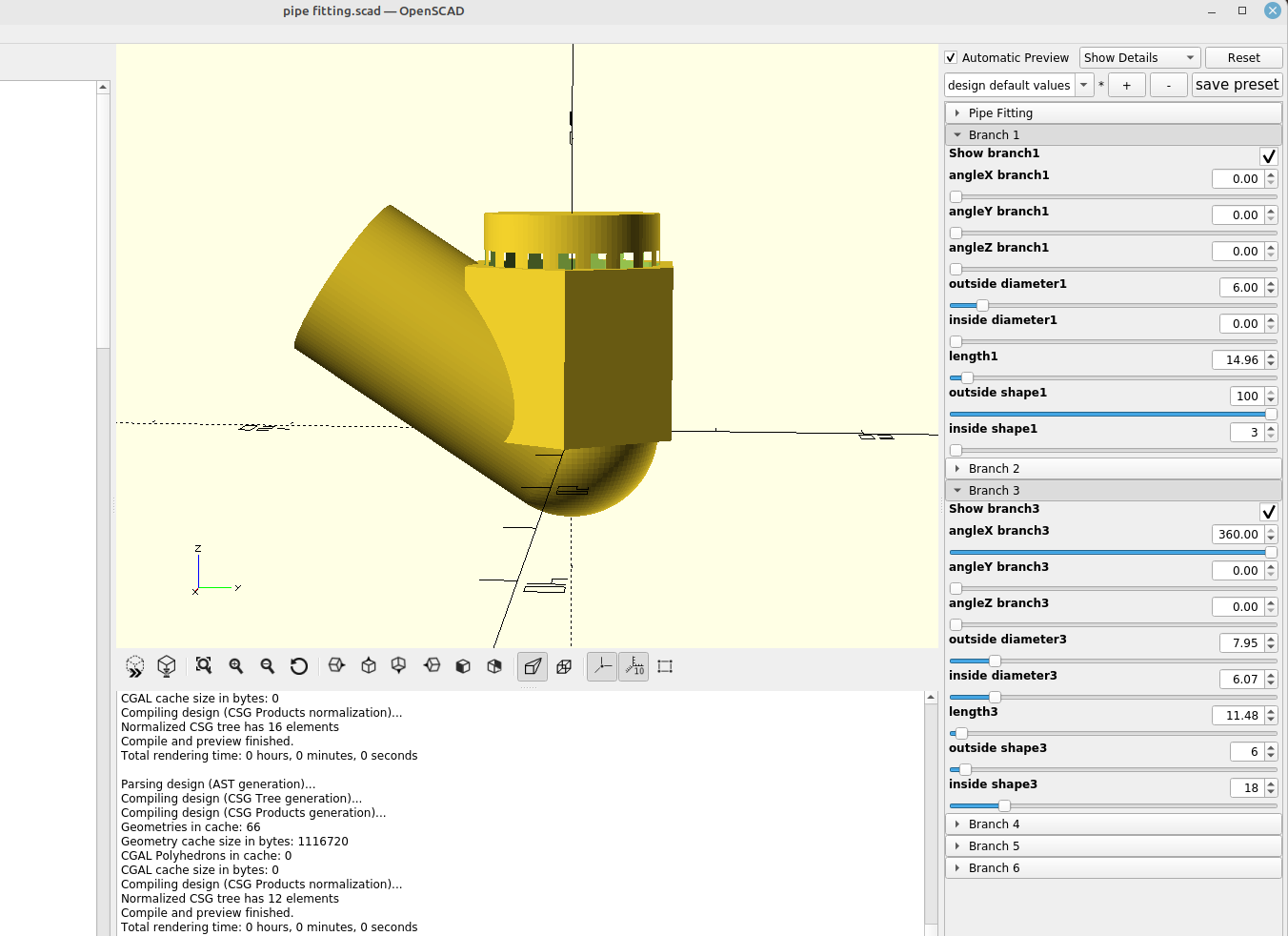 3D part design with openscad #23 pipe fitting module