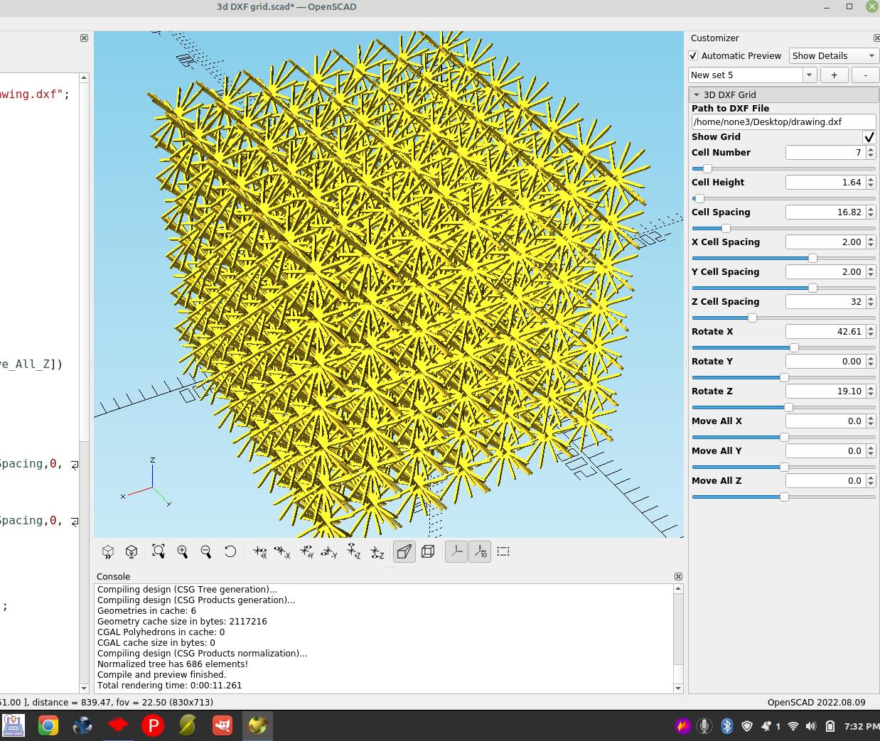 3D part design with inkscape and openscad #32: DXF matrix