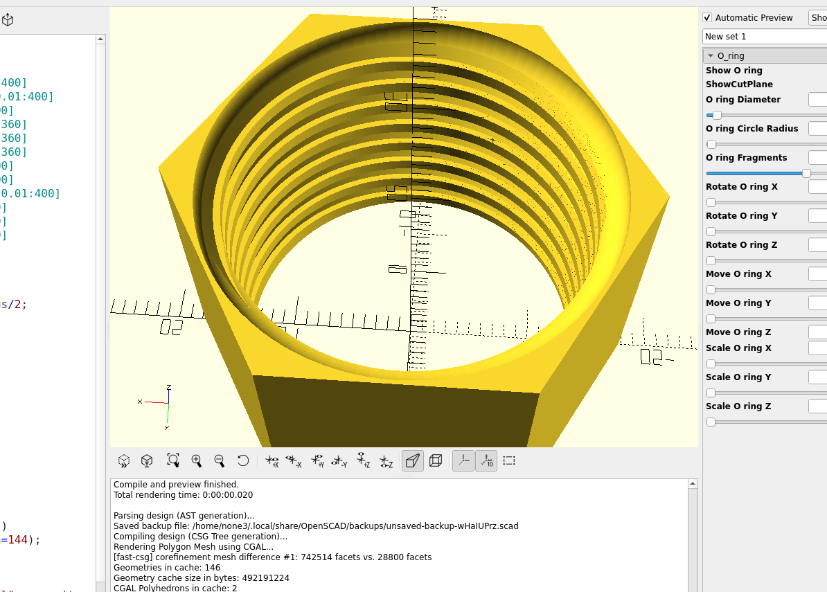 3d part design with OpenScad #47- Add an O-ring groove to any .stl file.