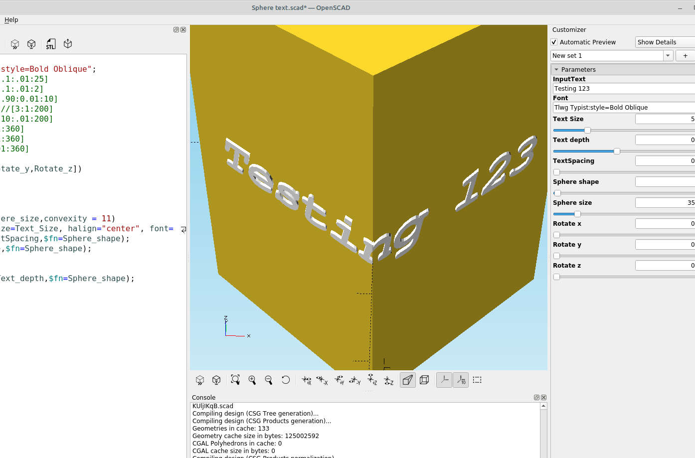 3d part design with OpenScad #53: Text on difficult objects.