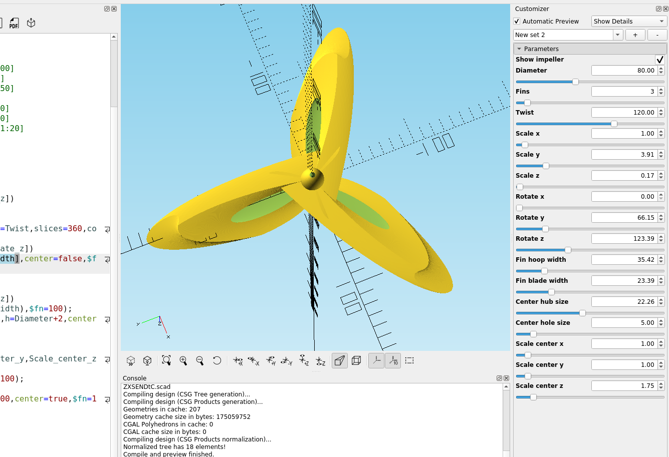3D part design with OpenScad #57: A universal propeller-impeller design ...