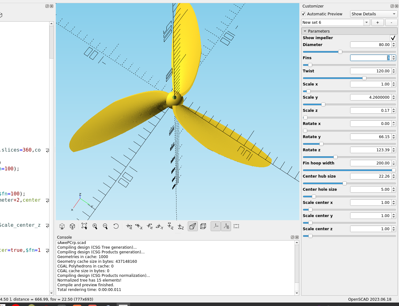 3D part design with OpenScad #57: A universal propeller-impeller design ...