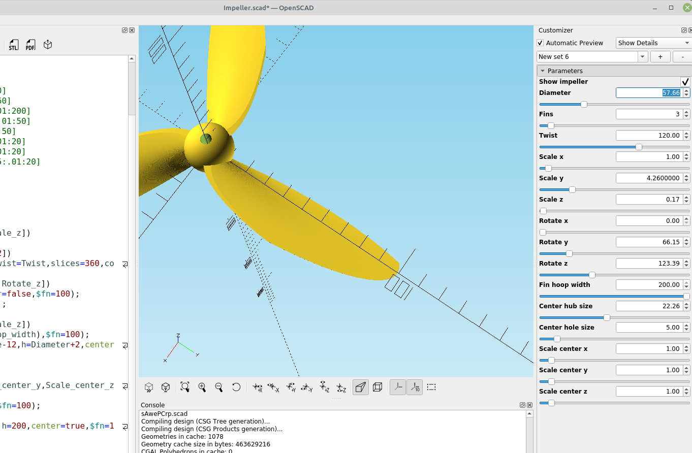 3D part design with OpenScad #57: A universal propeller-impeller design ...