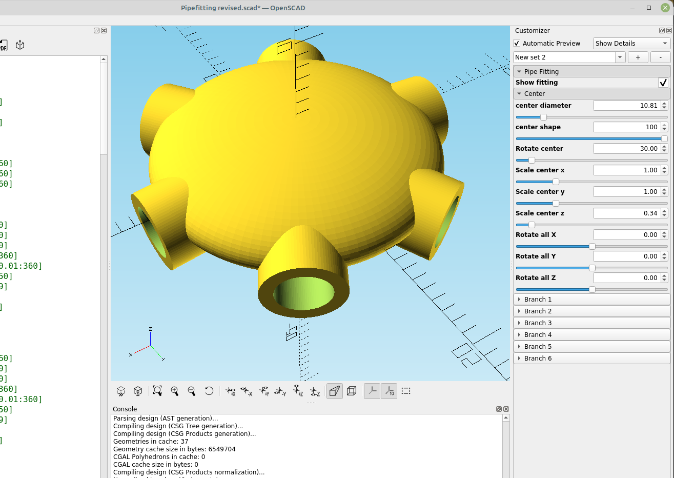 3D part design with OpenScad #56: Making geodesic dome hubs with the pipe fitting module.