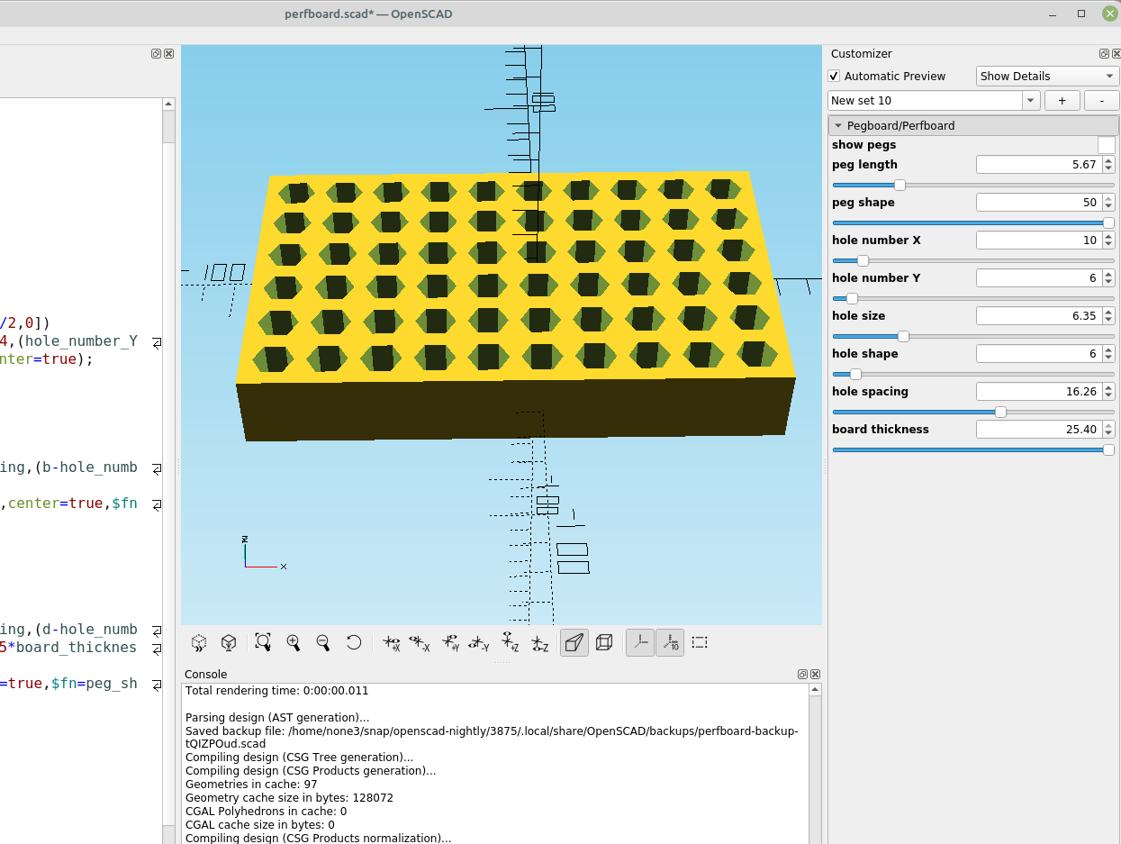3d part design with OpenScad #61: a universal pegboard/perfboard module