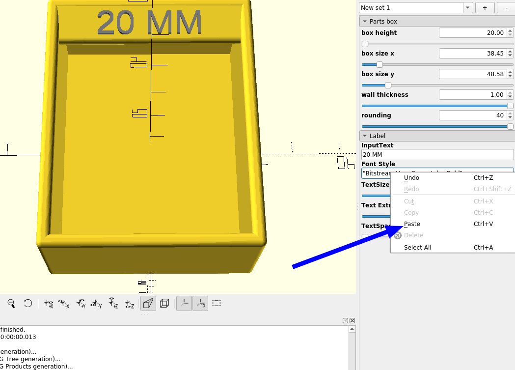 3D part design with OpenScad #65 : Parametric parts organizer box with label.