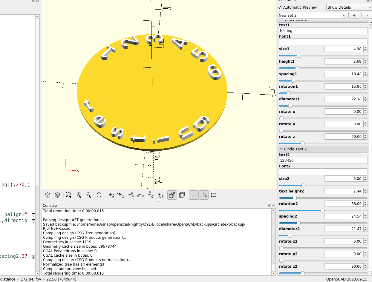 3D part design with OpenScad #66: Circular text.
