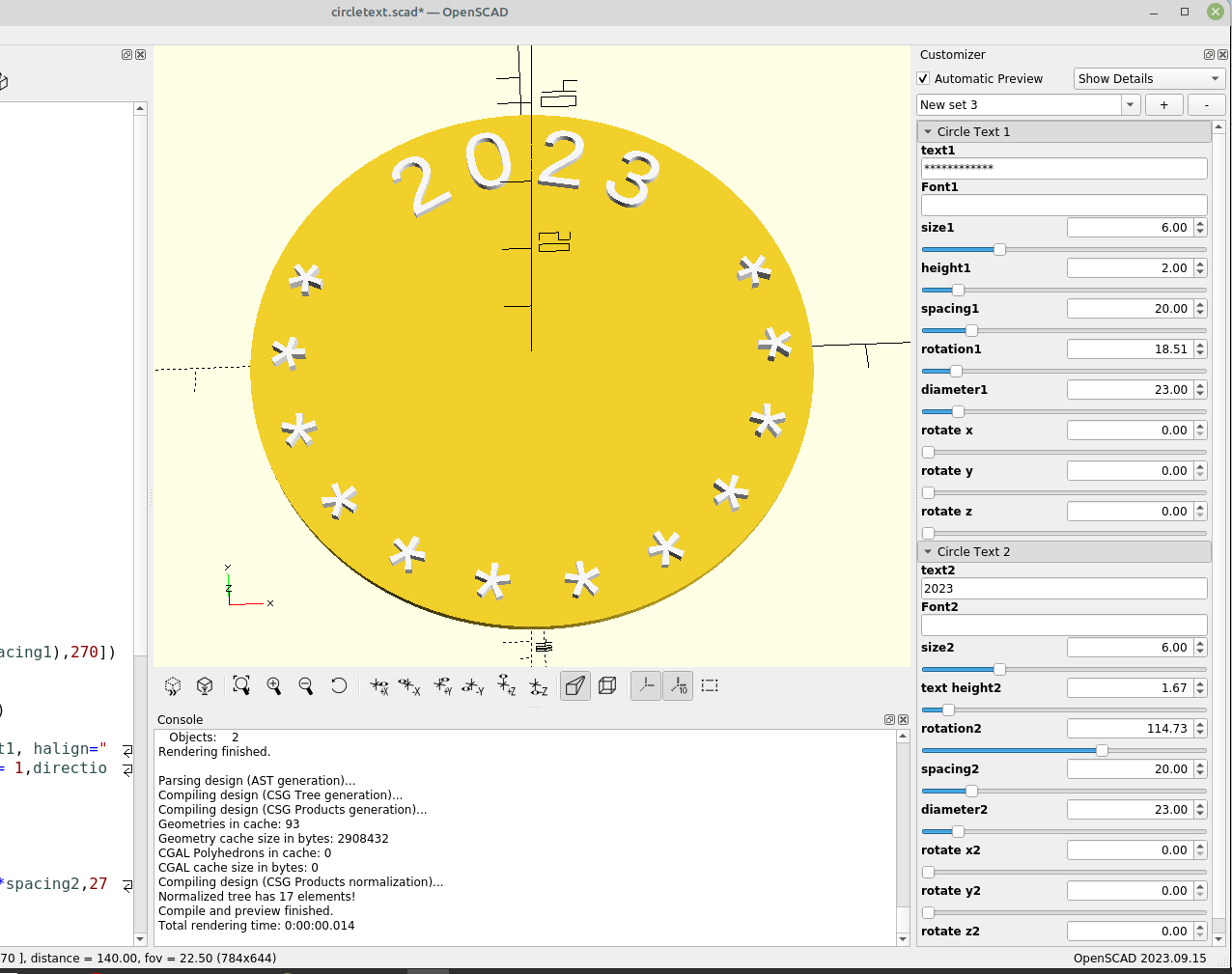 3D part design with OpenScad #66: Circular text.