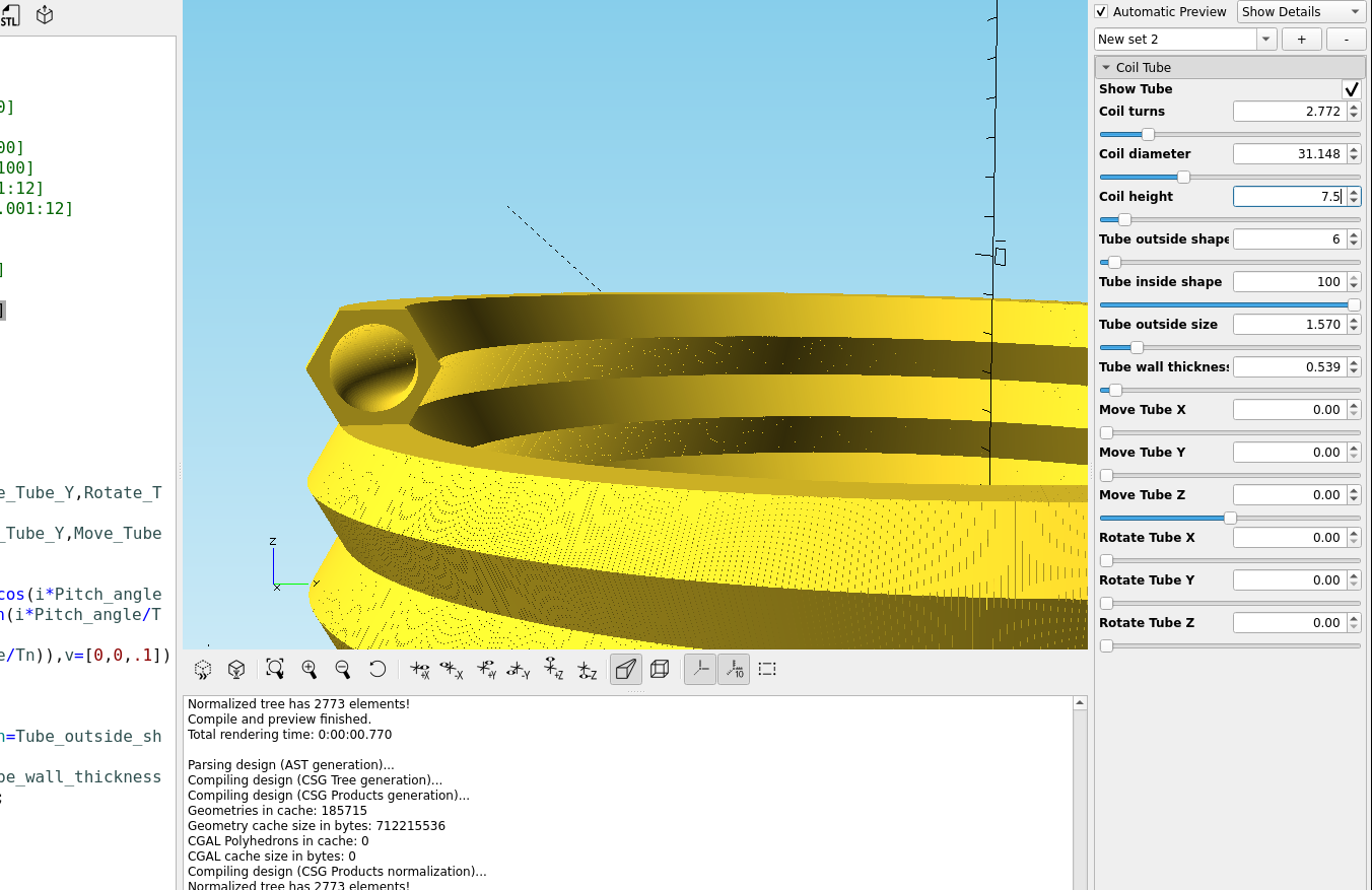 3D part design with OpenSCAD #70: coiled tube module.