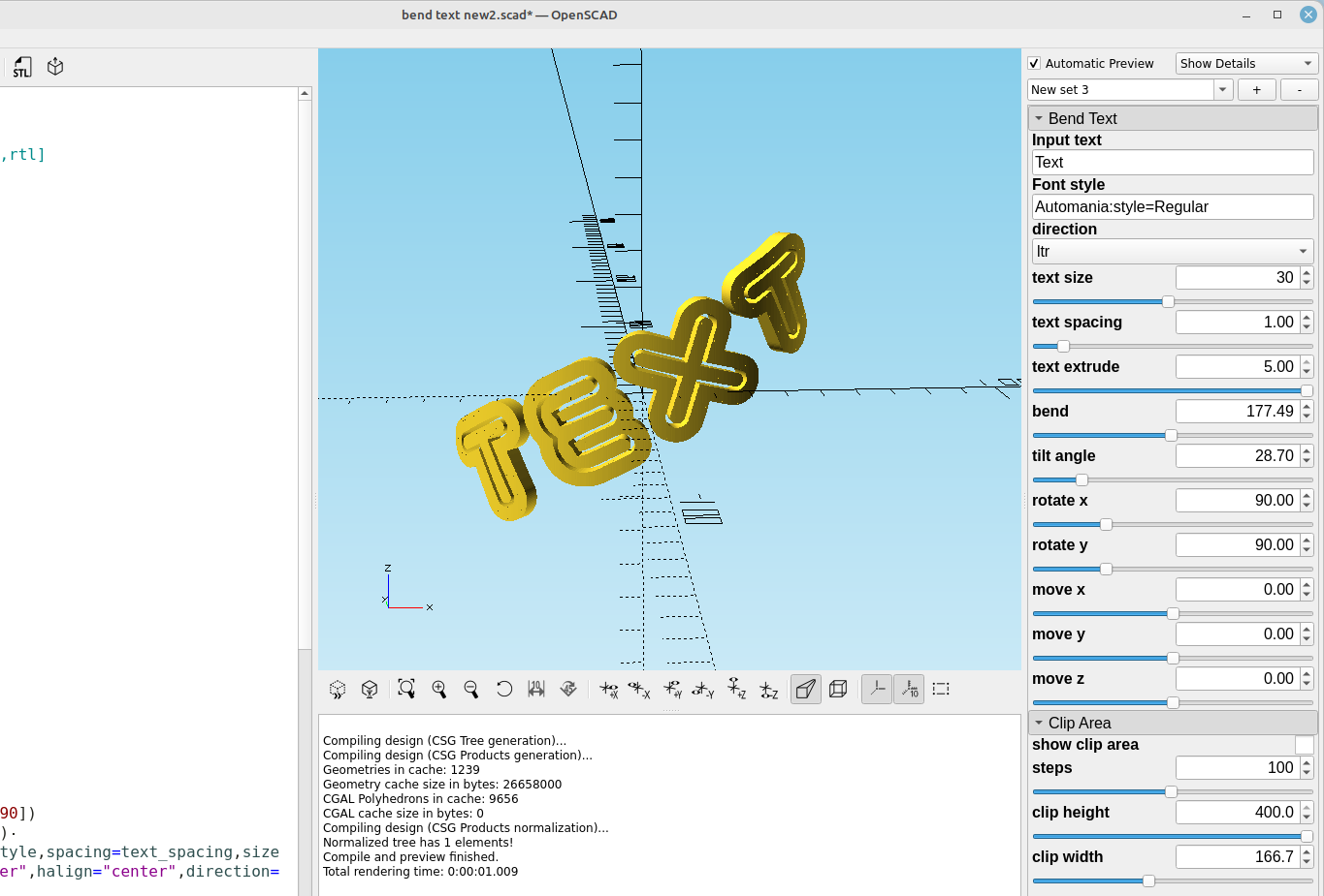 3D part design with OpenSCAD #83: Bending text part 2.