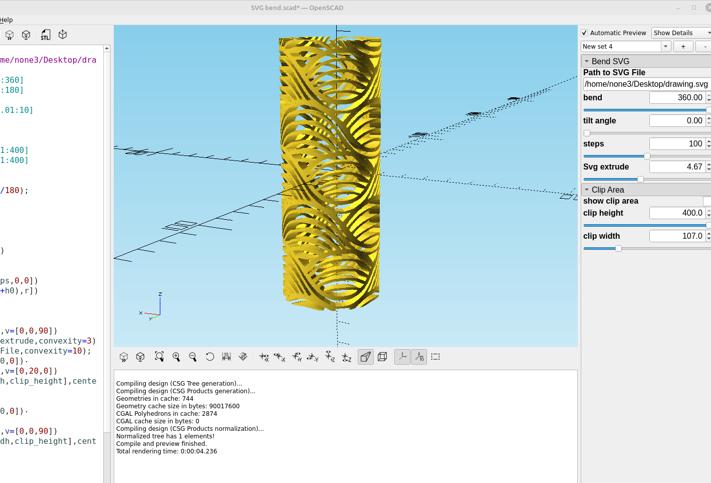 3D part design with Inkscape and OpenSCAD #84: Bending an SVG file.