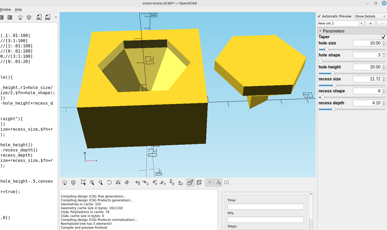 3D part design with OpenSCAD #101: Using roof to make a tapered ...