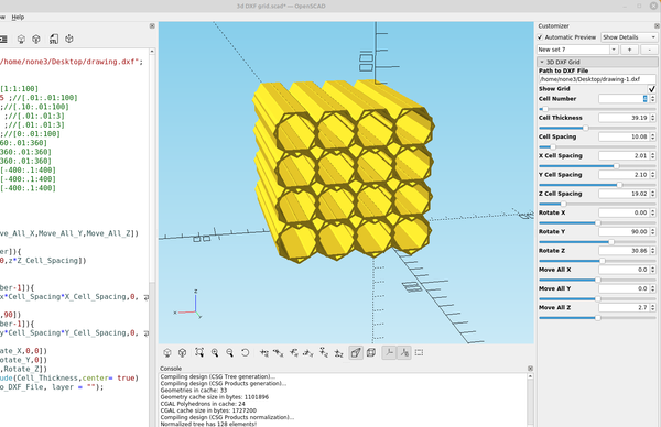 3D part design with inkscape and openscad #32: DXF matrix